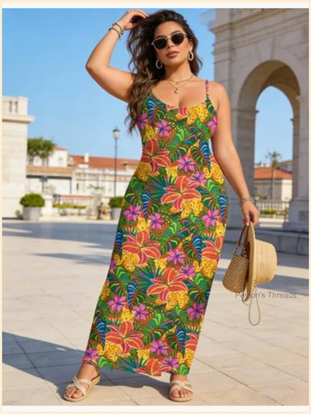Dresses | Plus Size Hawaiian Maxi Dress With Pockets Luau Party Boho ...